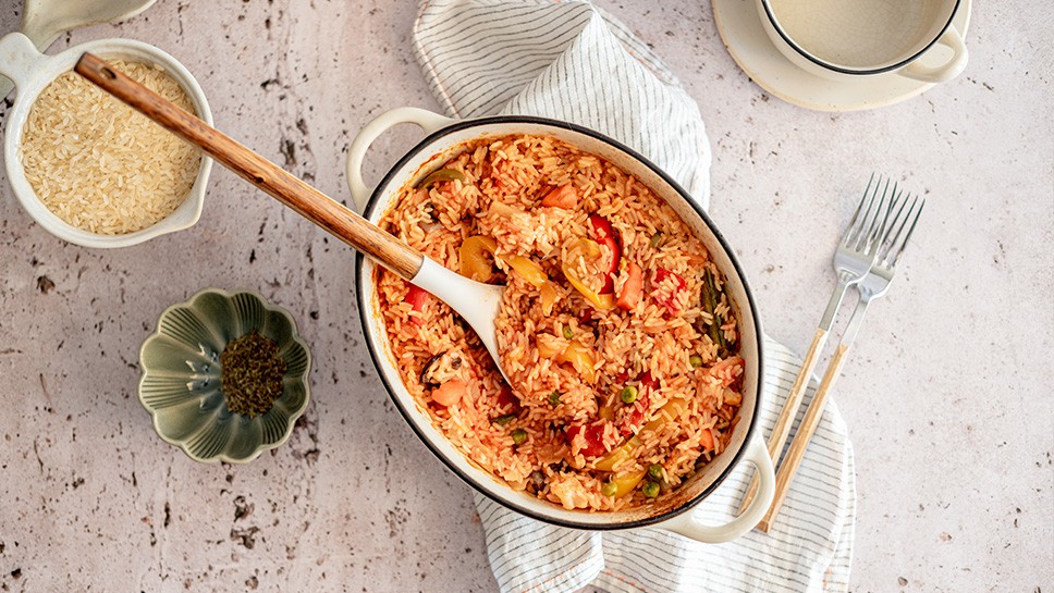 Zapečena riža s povrćem